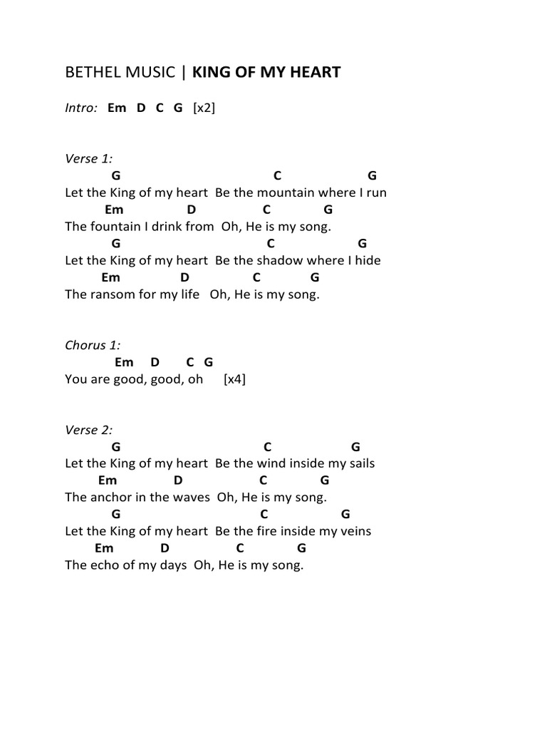 Bethel Music - King of My Heart | PDF | Songs | Musical Compositions
