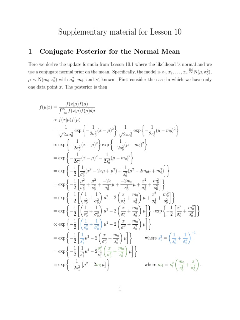 Understanding the Conjugate Normal Posterior and Deriving Key Formulas ...