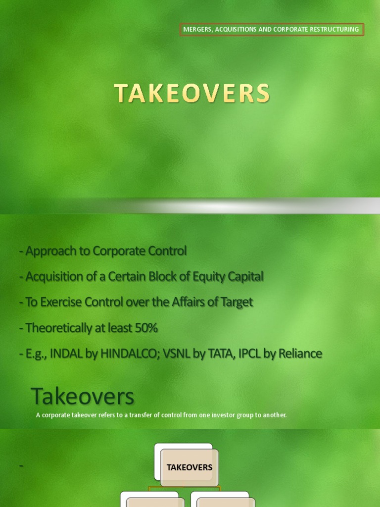 Macr - Module 6 - Takeovers | PDF | Takeover | Stocks