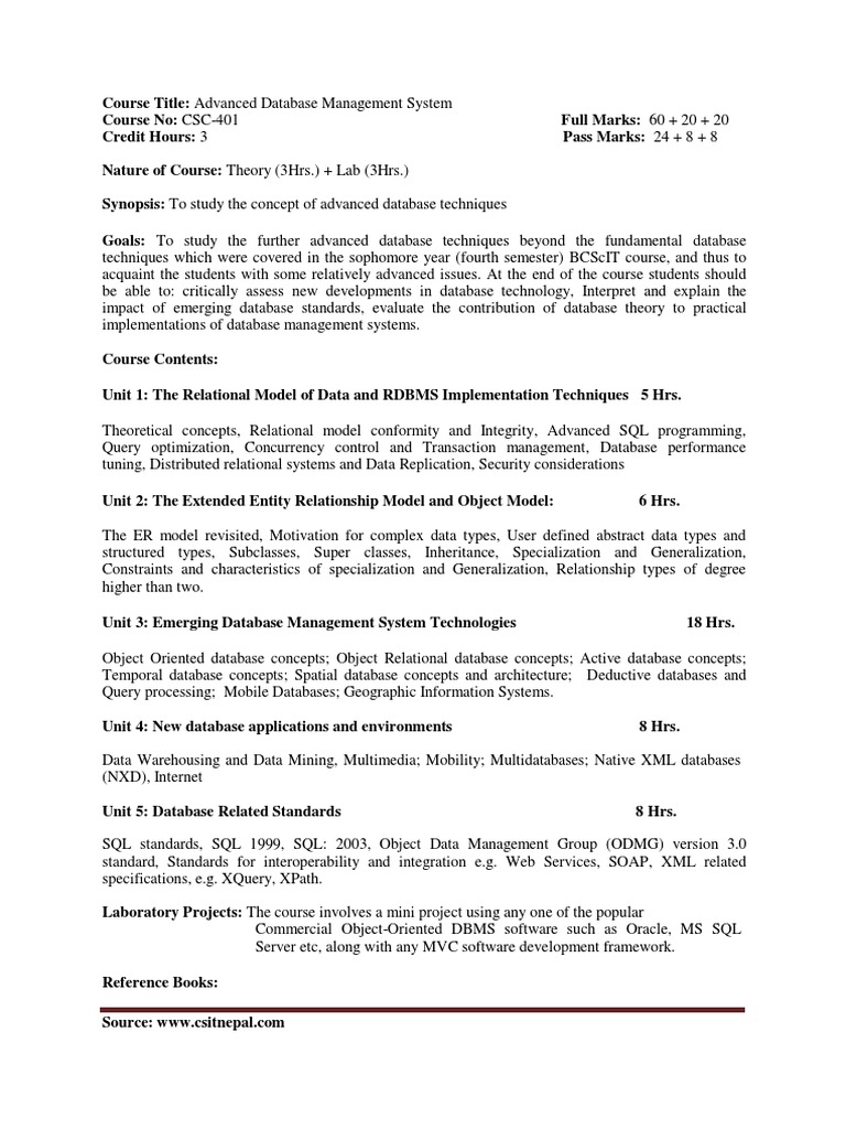 BSC CSIT 7th Semester Syllabus | PDF | Information Retrieval | Databases