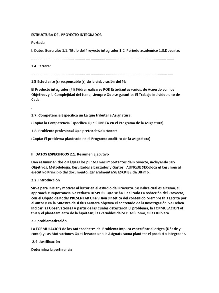 Estructura Del Proyecto Integrador | PDF | Metodología | Science