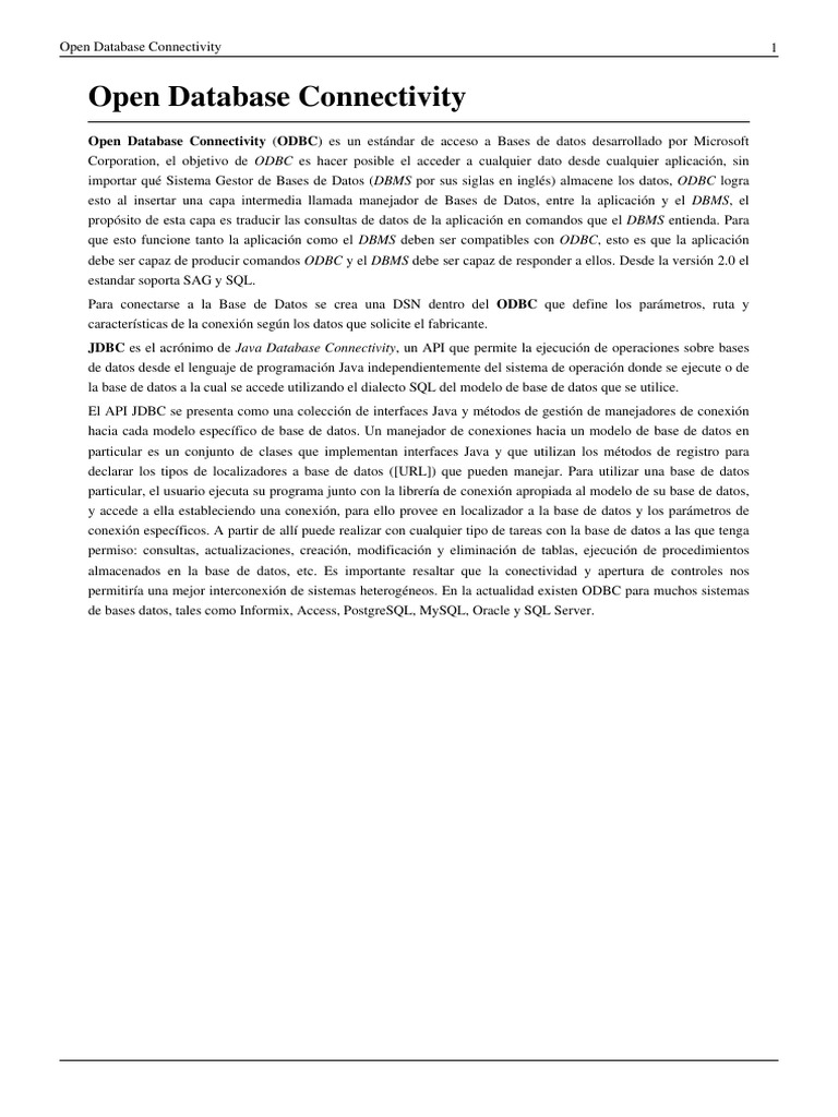 Que Es ODBC | PDF | Recuperación de información | Bases de datos