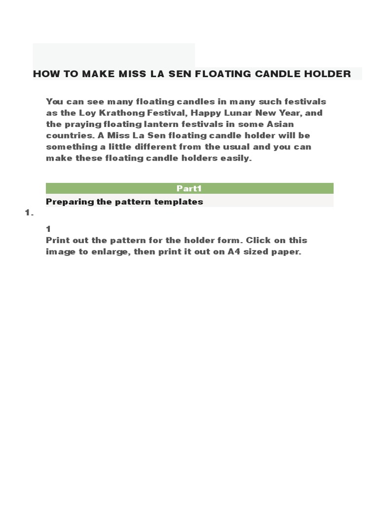How To Make Miss La Sen Floating Candle Holder | PDF | Nature