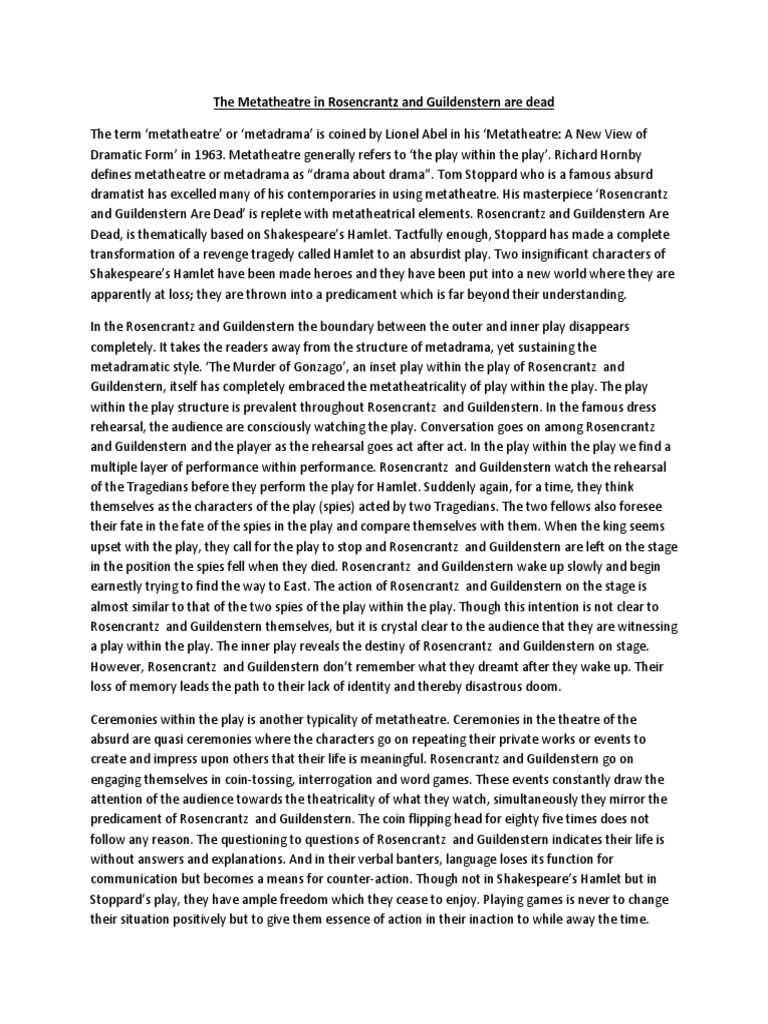 Metatheatre in Stoppard's Play | PDF | Hamlet | Theatre