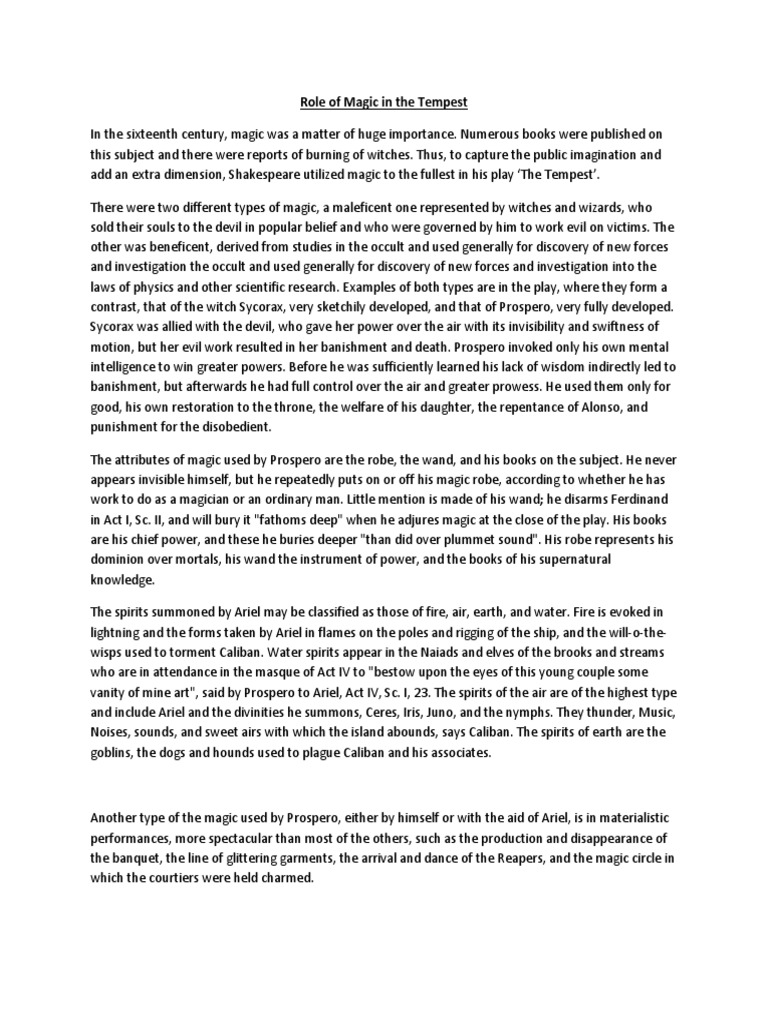 Role of Magic in The Tempest | PDF | Magician (Fantasy) | The Tempest