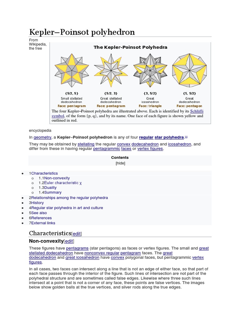 Kepler-Poinsot Polyhedron: Characteristics | PDF | Linear Programming | Geometric Shapes