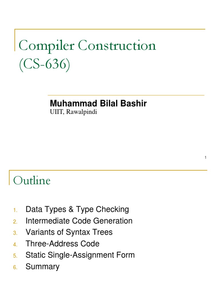 Lecture21-22 Compiler Construction | PDF | Data Type | Compiler