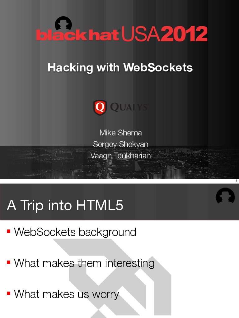 Hacking With Websockets: Mike Shema Sergey Shekyan Vaagn Toukharian | PDF