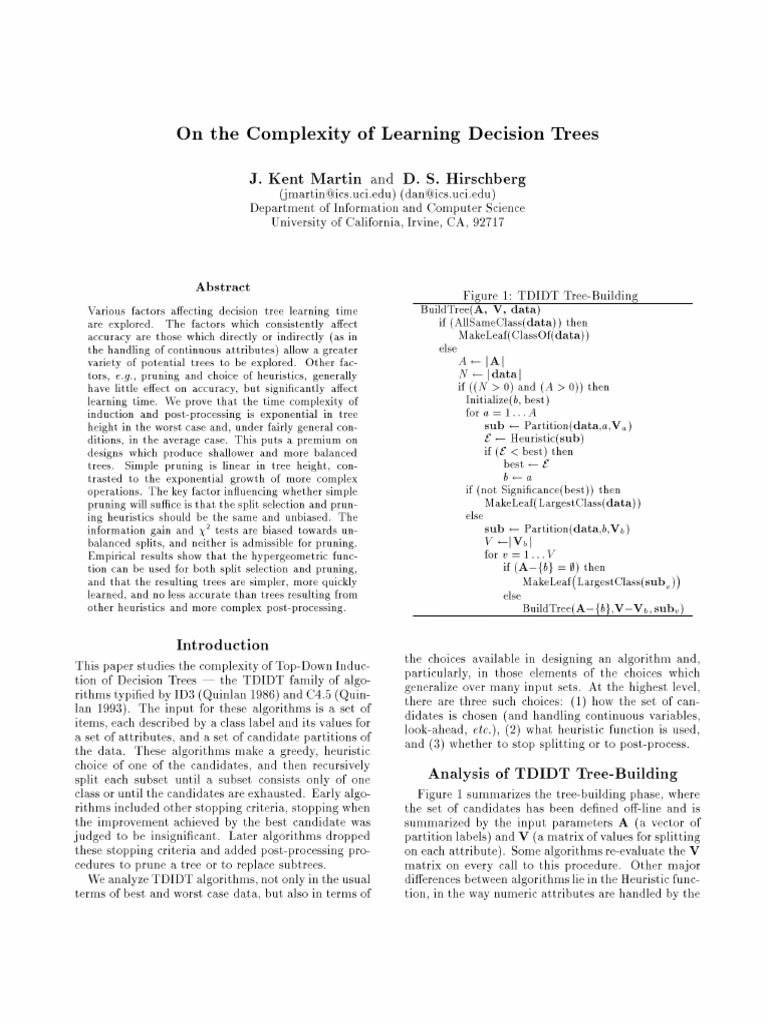 On The Complexity of Learning Decision Trees | PDF | Mathematical ...