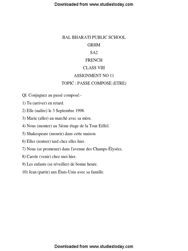 CBSE Class 8 French Worksheet (11)