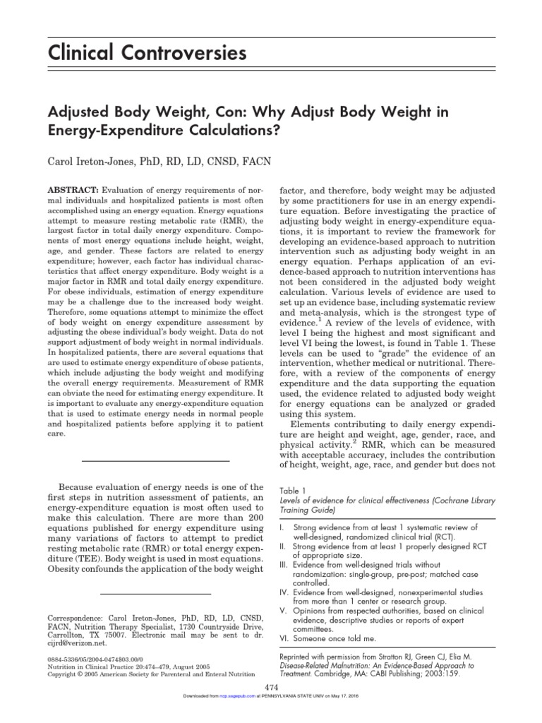 Adjusted Body Weight Formulas, 2005 | Body Mass Index | Obesity