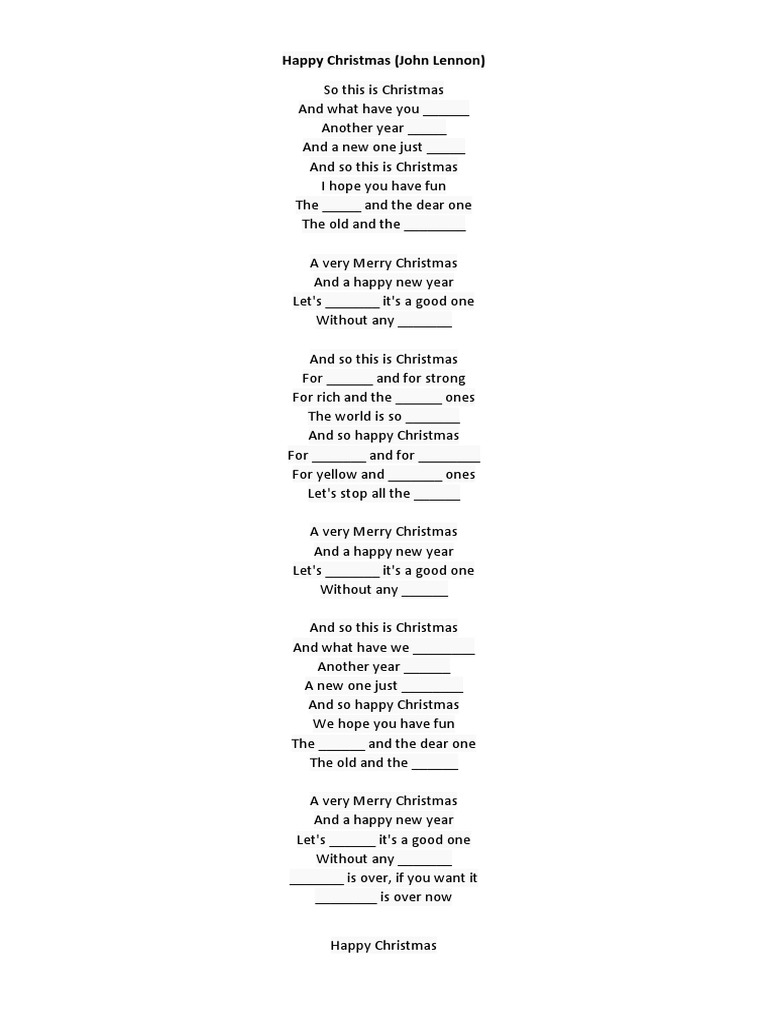 John Lennon’s Happy Christmas Lyrics | PDF