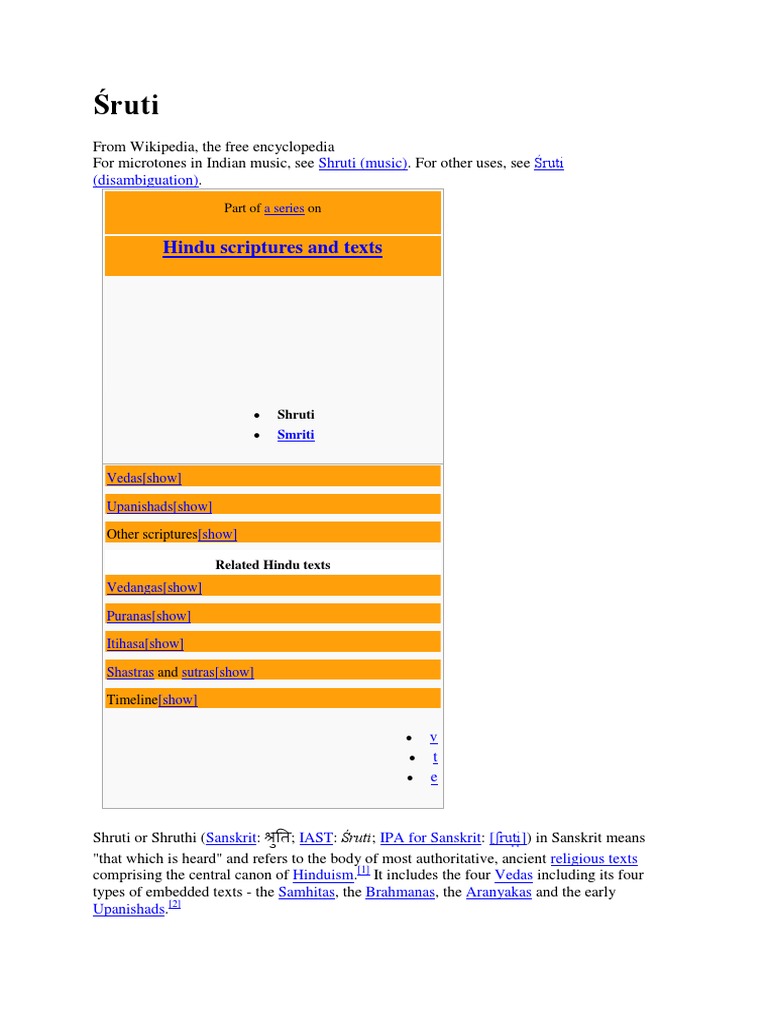 Śruti: Hindu Scriptures and Texts | PDF
