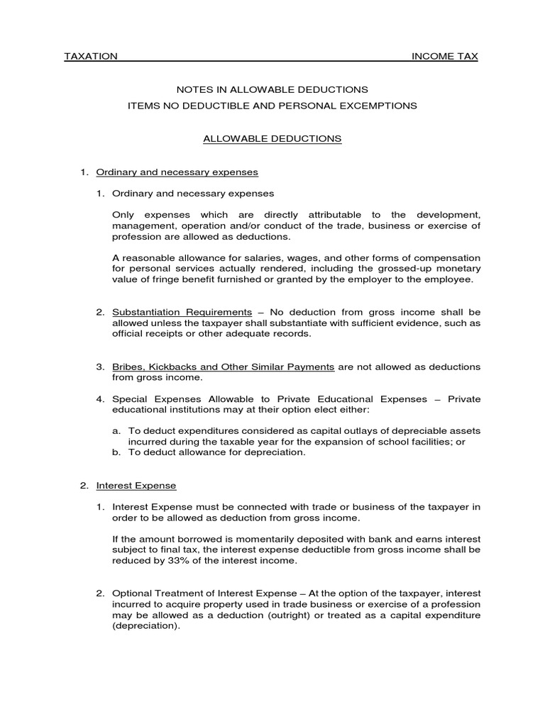 #15 Notes in Allowable Deductions | PDF | Tax Deduction | Income Tax