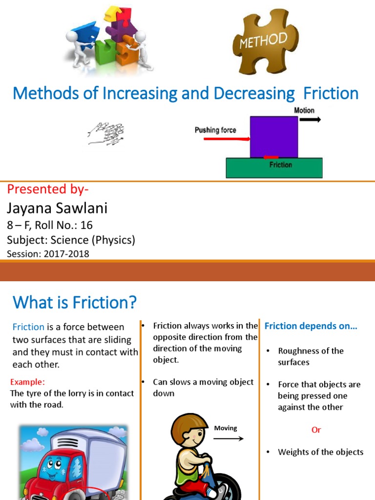 Methods of Increasing and Decreasing Friction - Jayana 8F | Friction ...