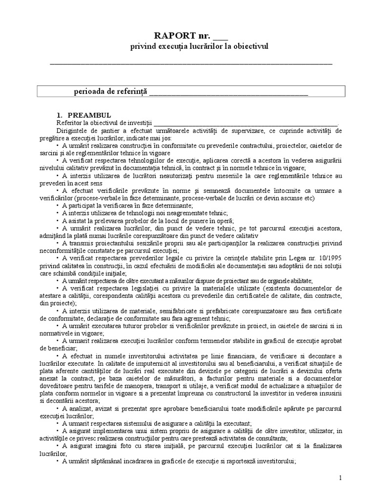 Raport Diriginte de Santier