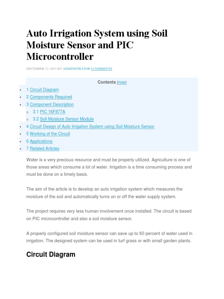 Auto Irrigation System Using Soil Moisture Sensor and PIC ...