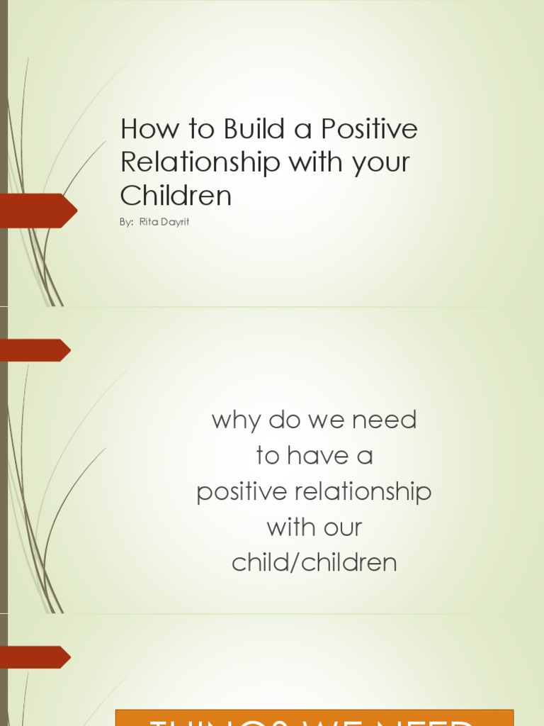 Building Positive Child Relationships | PDF | Adolescence | Behavioural ...