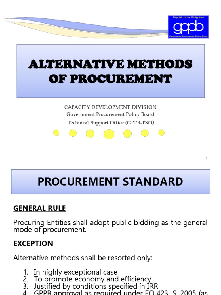06 Alternative Methods of Procurement Rev Msy | Procurement | Lease