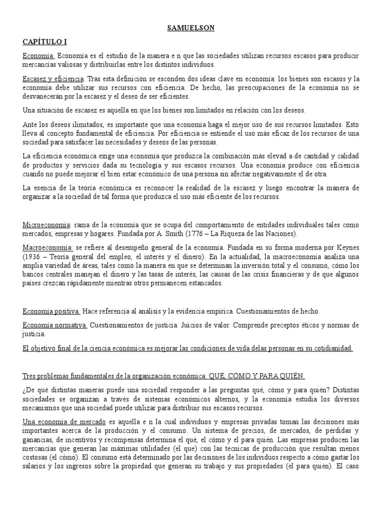 Samuelson Resumen | PDF | Bienes | Ciencias económicas