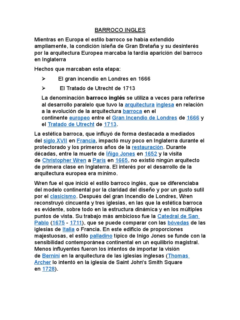 Barroco Inglés: Influencias y Arquitectura | PDF | Estilo | Artes (general)