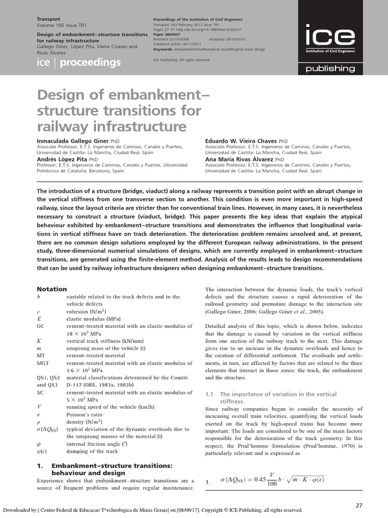Design of Embankment-Structure Transitions For Railway Infrastructure ...