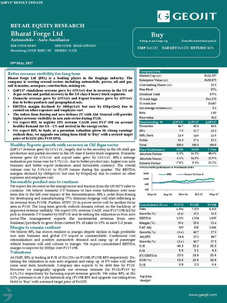 Bharat Forge Geojit Research May 17 | PDF | Financial Analyst ...
