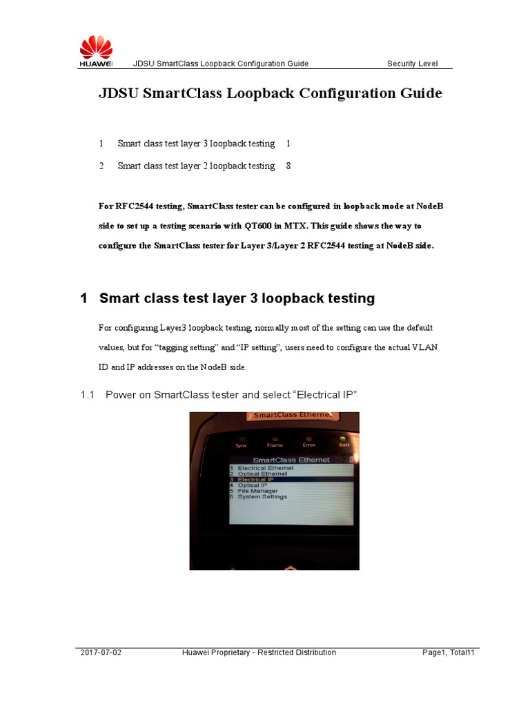 JDSU SmartClass Loopback Configuration Guide | PDF | Ip Address | Internet Standards