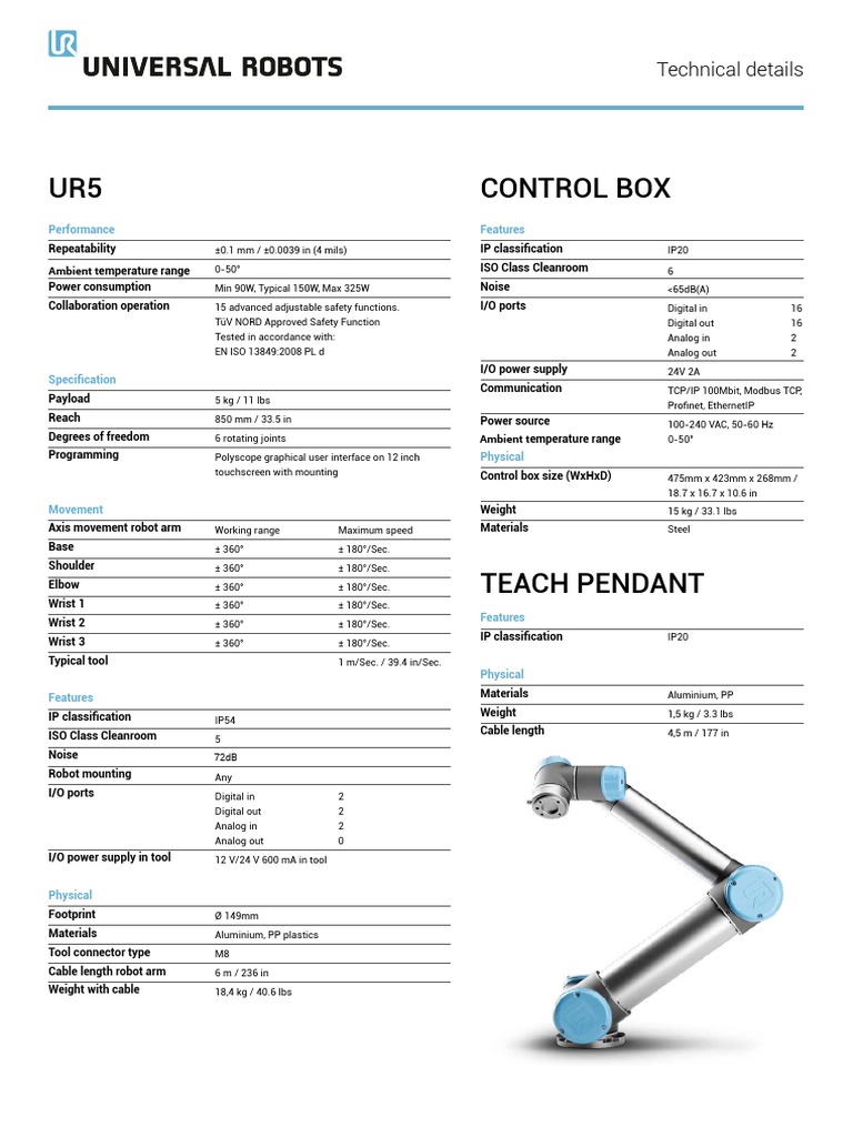 Ur5 Technical Details Web A4 Art03 Rls Eng | PDF | Internet Protocol ...