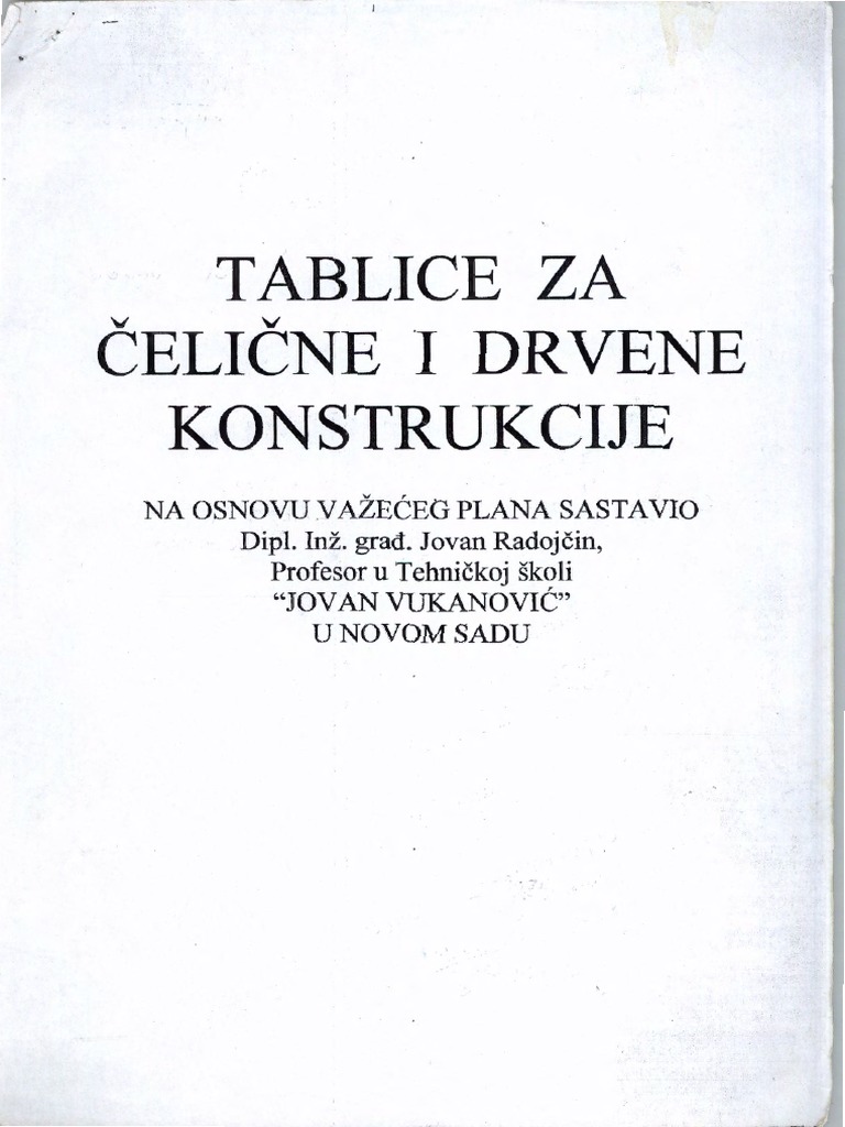 Tablice Za Celicne I Drvene Konstrukcije | PDF