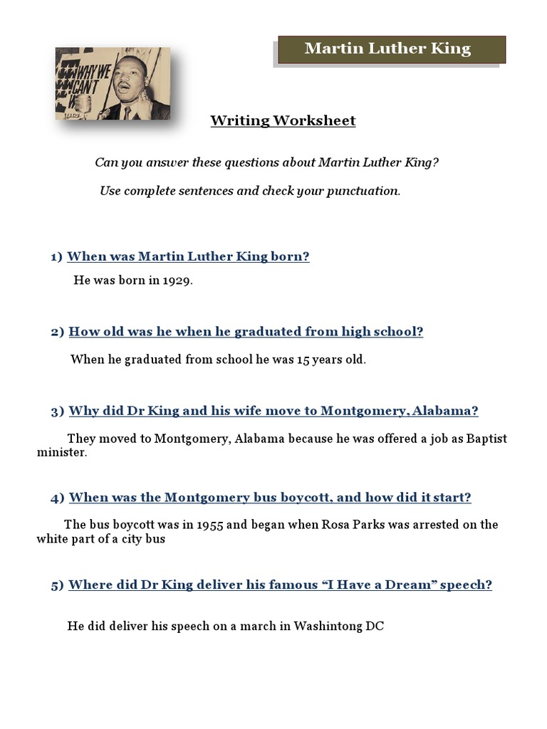 Martin Luther King Questions | PDF