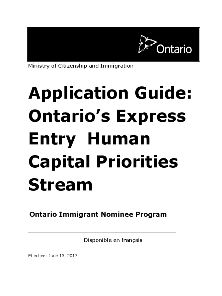 Application Guide: Ontario's Express Entry Human Capital Priorities ...