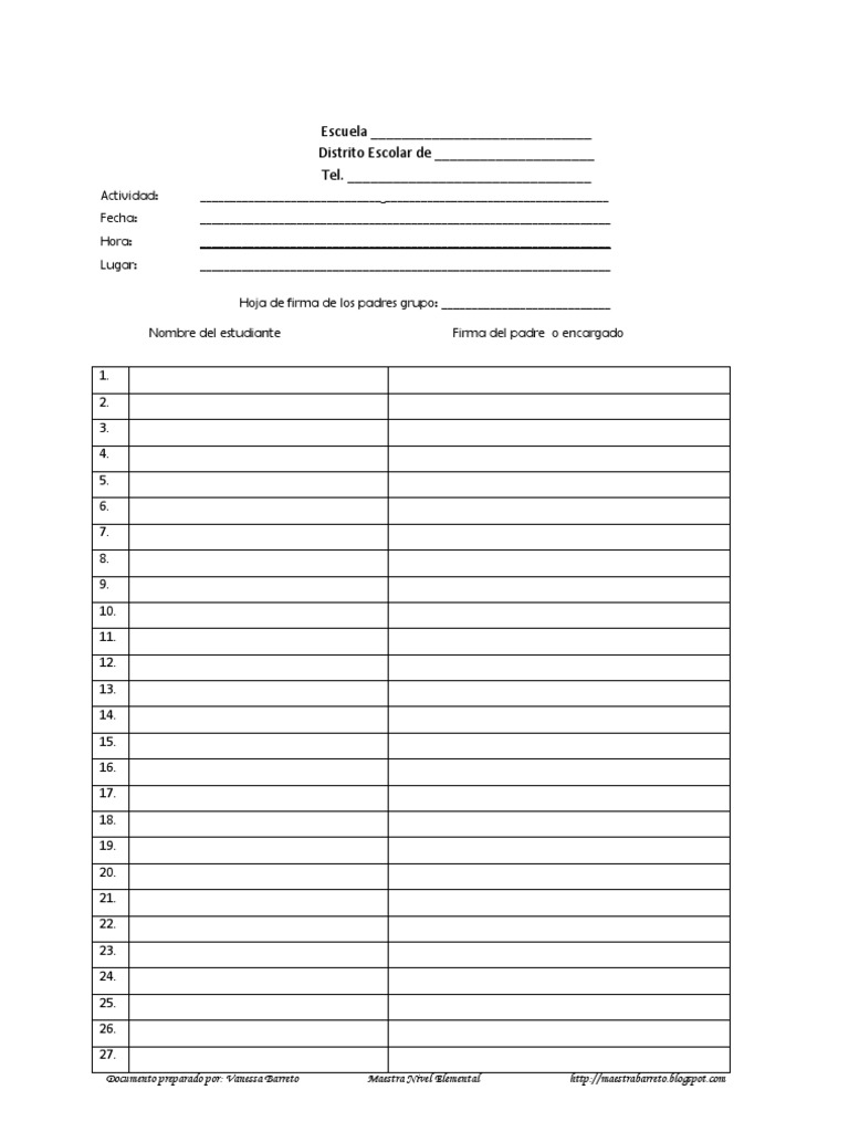 Hoja de Firmas para Padres de Familia | PDF | Negocios | Finanzas y dinero