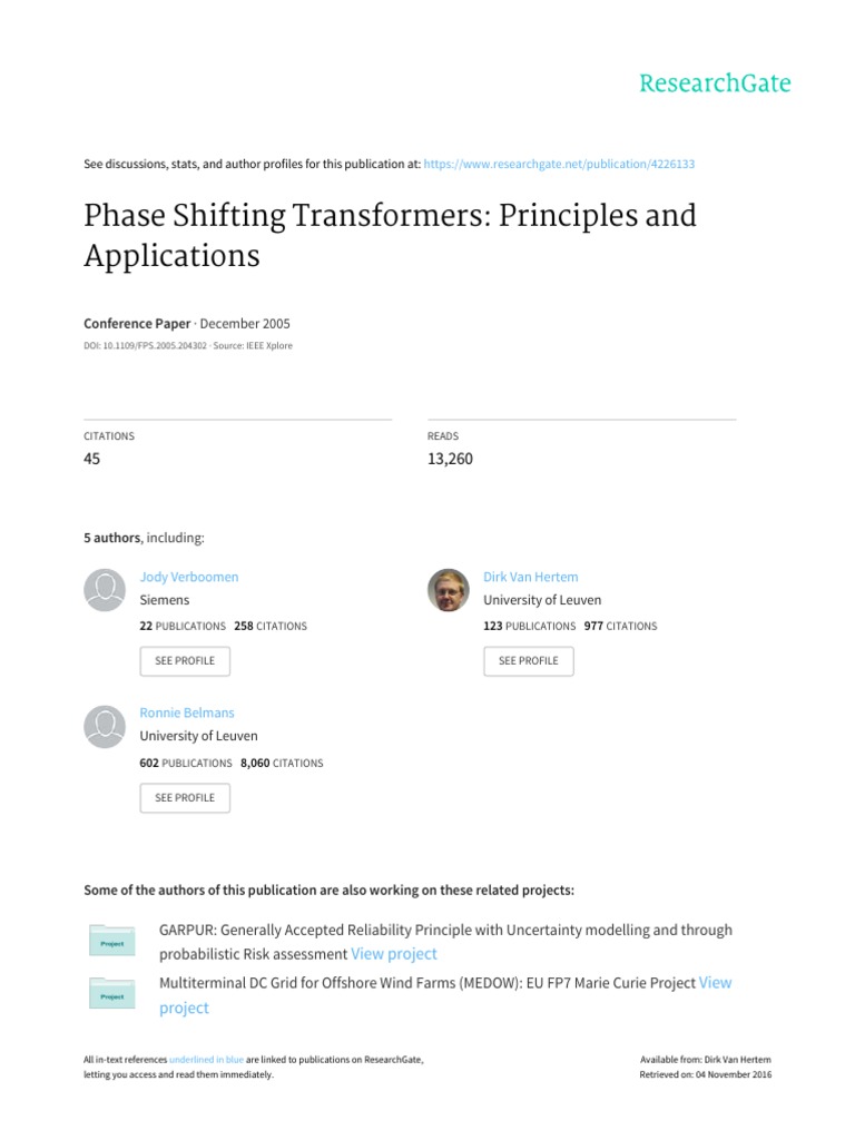 Phase Shifting Transformers Overview | PDF | Magnetism | Physics