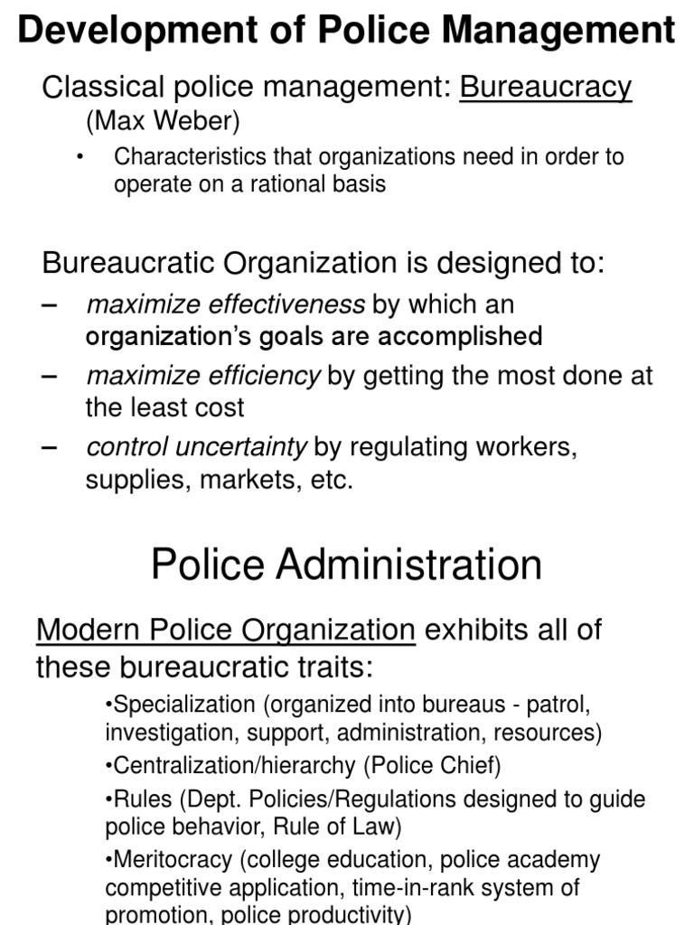 Development of Police Management | Bureaucracy | Police