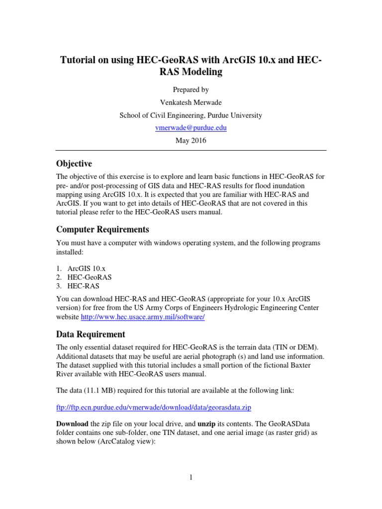 Tutorial On Using Hec-Georas With Arcgis 10.X and Hec-Ras Modeling | PDF | Arc Gis | Flood