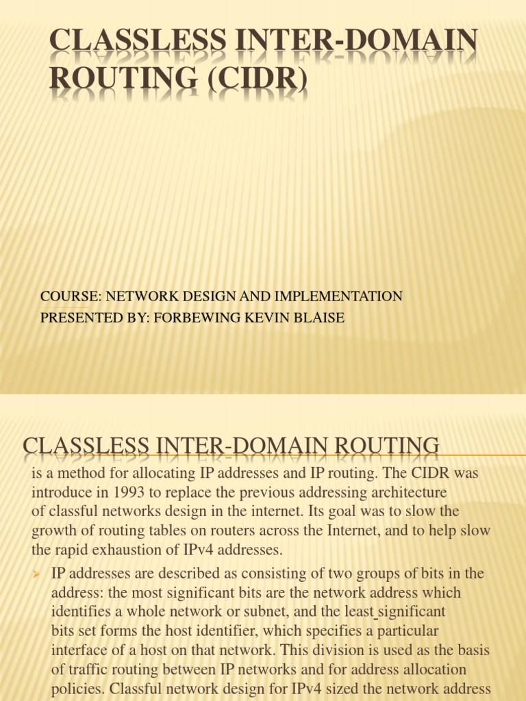 Classless Inter-Domain Routing (Cidr) | PDF | Ip Address ...