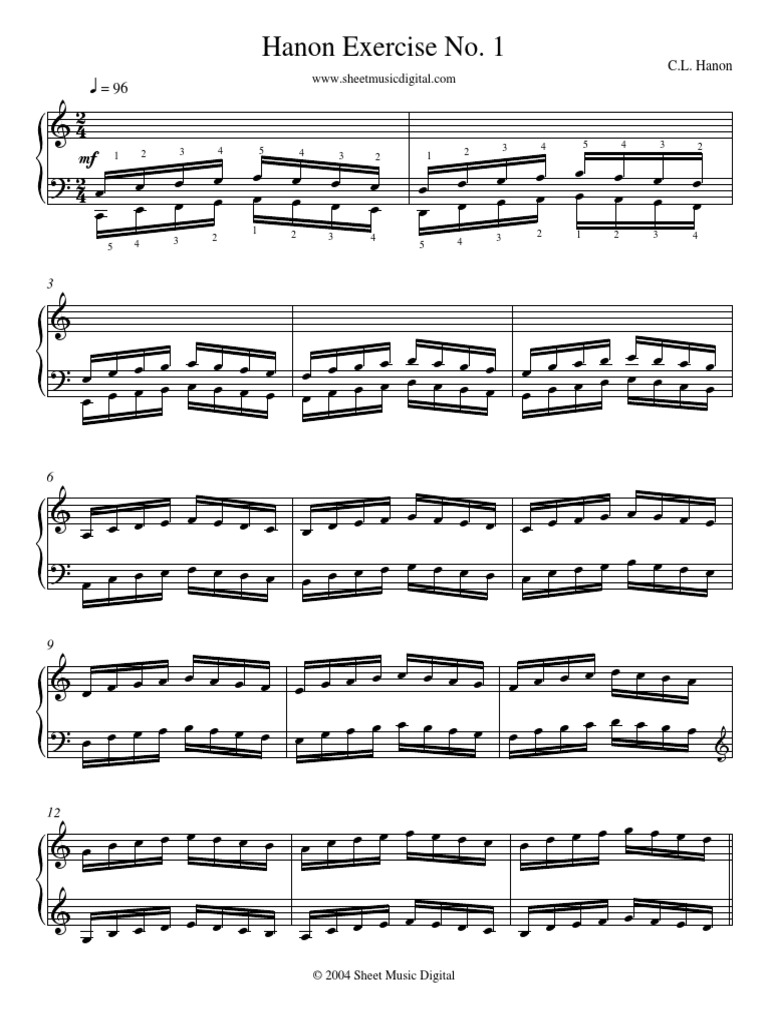 Hanon Exercise Exercises 1 To 33 PDF | PDF | Box Zithers | Keyboard Instruments
