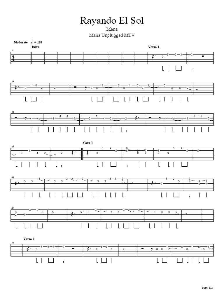 Mana - Rayando El Sol (Pro) | PDF