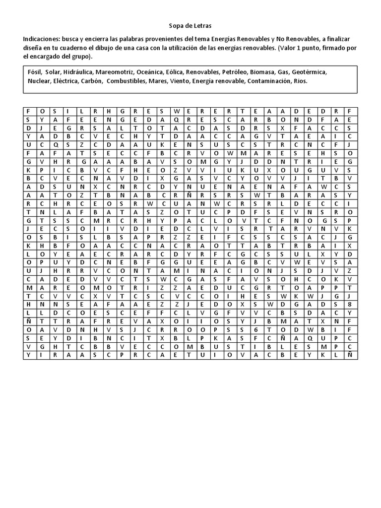 Sopa de Letras Energías | PDF