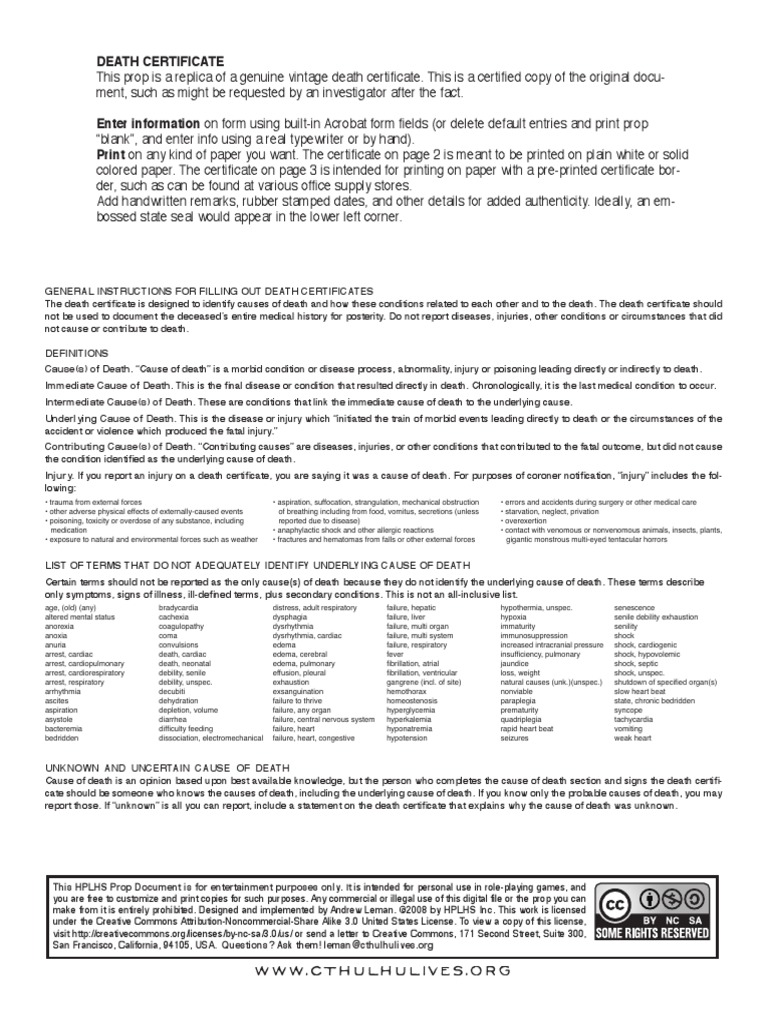 DeathCertificate PDF | PDF | Death Certificate | Shock (Circulatory)