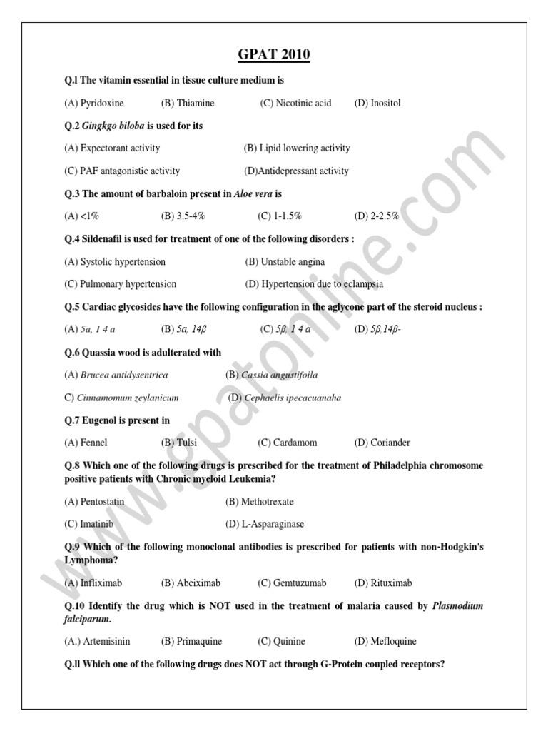 GPAT 2010 Que Paper | PDF | Nuclear Magnetic Resonance | Electron