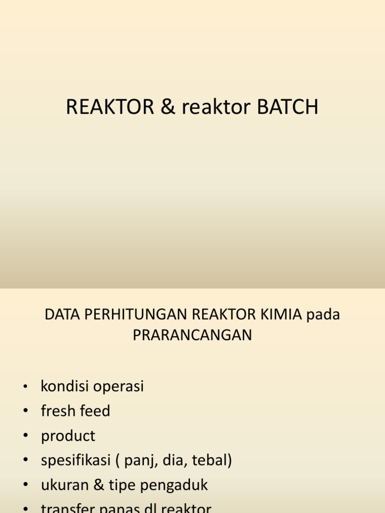 REAKTOR & Reaktor BATCH | PDF