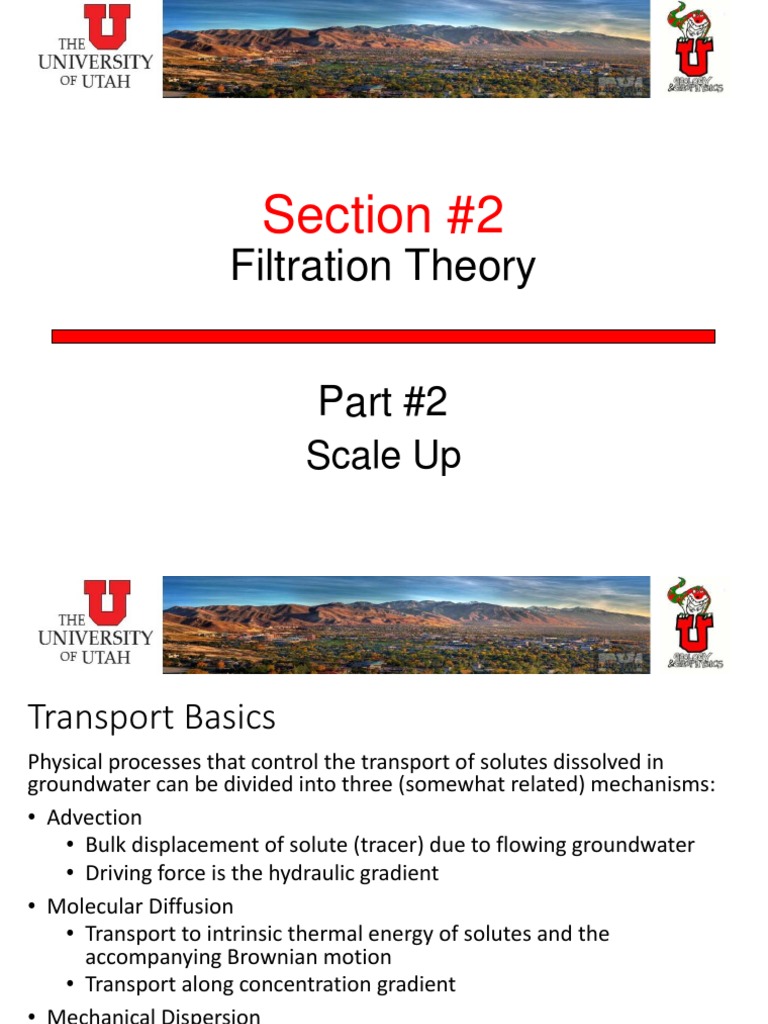 Section #2: Filtration Theory | PDF | Diffusion | Porosity
