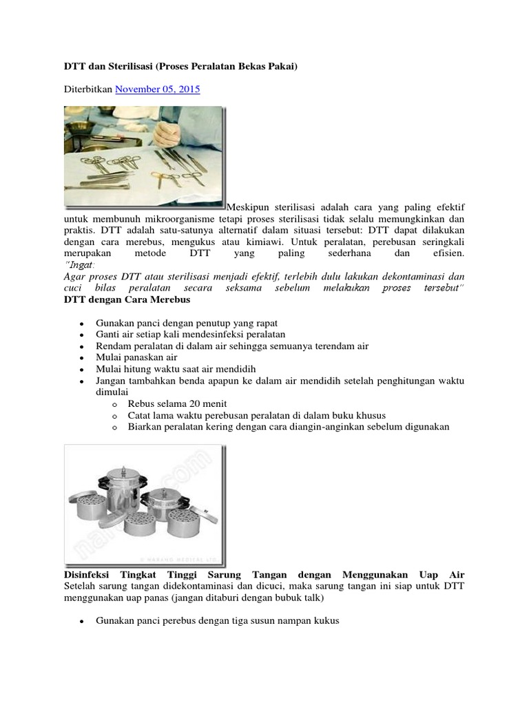 DTT Dan Sterilisasi | PDF | Sains & Matematika