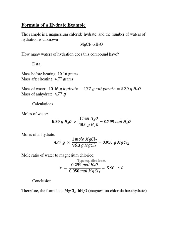 Formula of A Hydrate Example | PDF