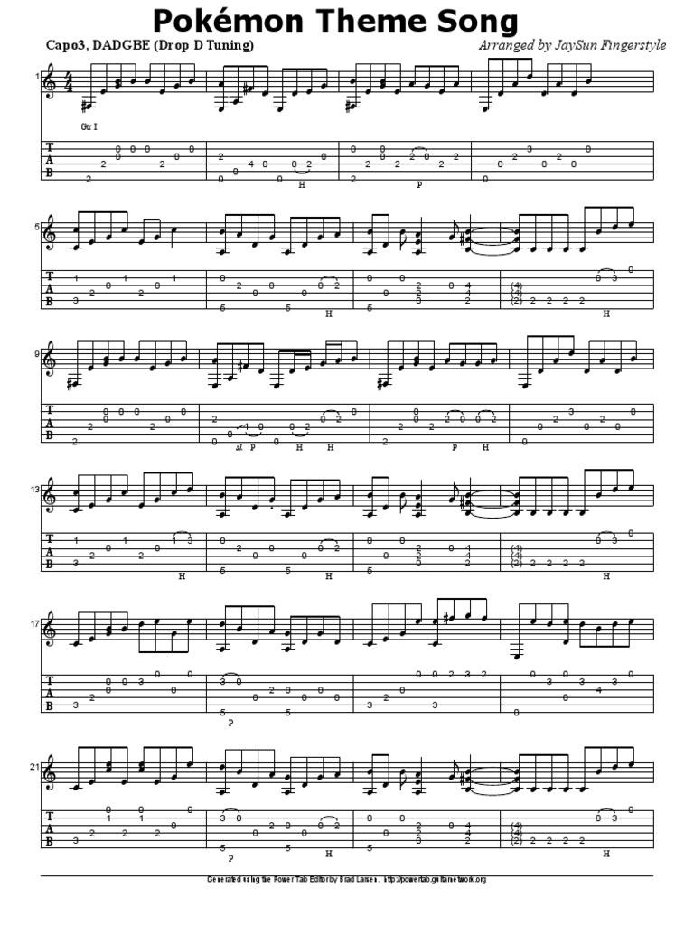Pokemon Theme Song Tabs | PDF | Leisure