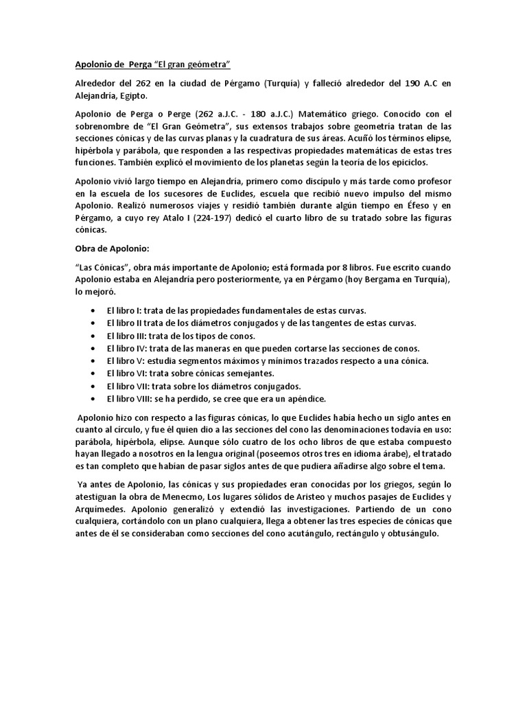 Apolonio de Perga | PDF | Elipse | Circulo