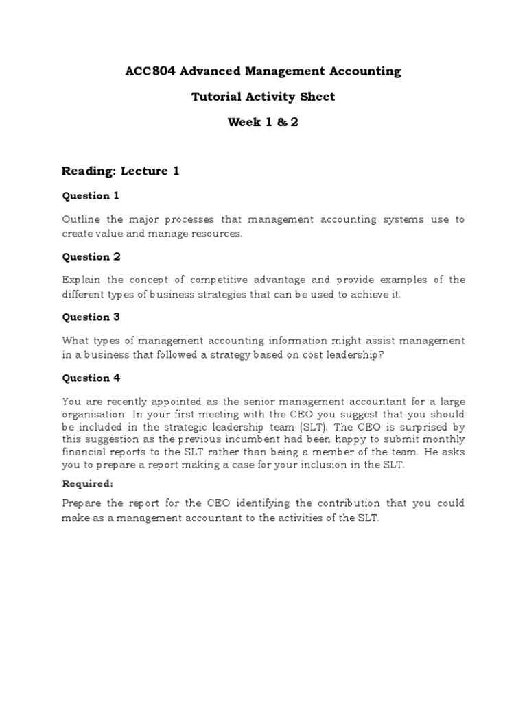 Advanced Management Accounting Insights | PDF | Career & Growth