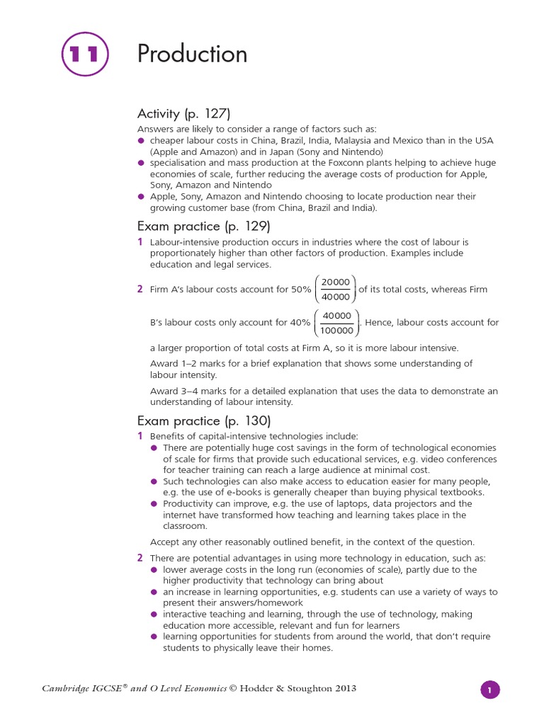 Chapter 11 Answers | PDF | Economies Of Scale | Profit (Accounting)